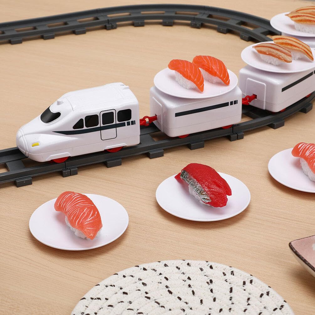 TOYANDONA Sushi Train Set Toy | Rotating Table Food Train Battery Powered Toy Train Set for Party DIY Sushi Display Table Swing Plate, Under Christmas Tree Train Track for Kids