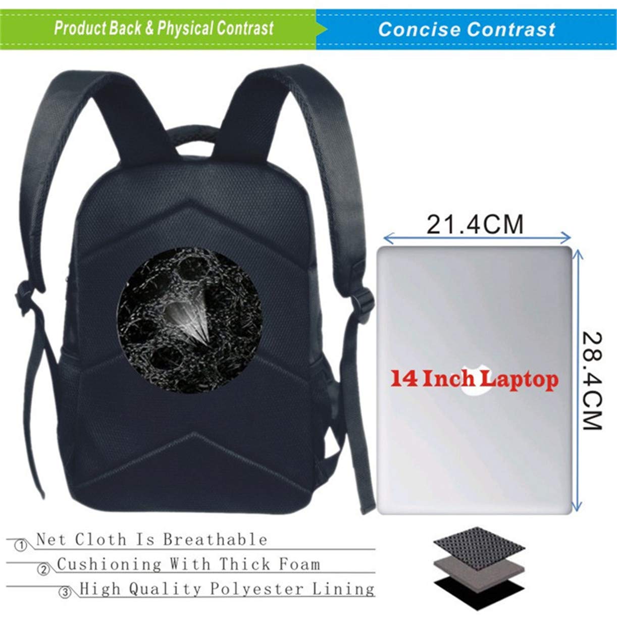 Waroost Teens Venom Canvas Daypack,Durable Graphic Knapsack Multifunction Waterproof Bookbag for Students