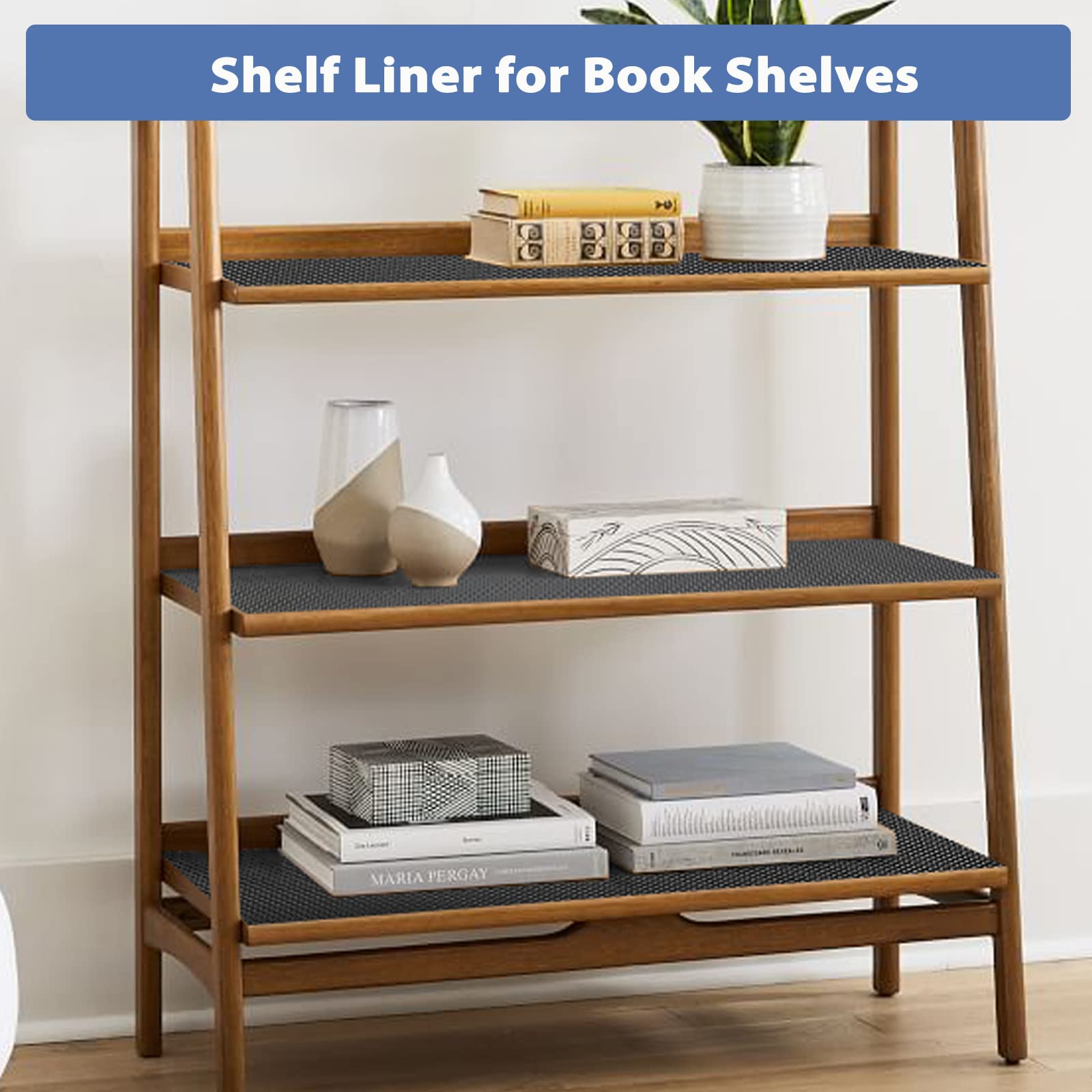 Shelf Liner Drawer Liners, Non Adhesive Kitchen Cabinet Liner Drawer Mat with Waterproof Protection Pad for Refrigerator, Cupboard, Cabinet Shelves, Pantry Cover, Black 11.8 x 393.7 inches