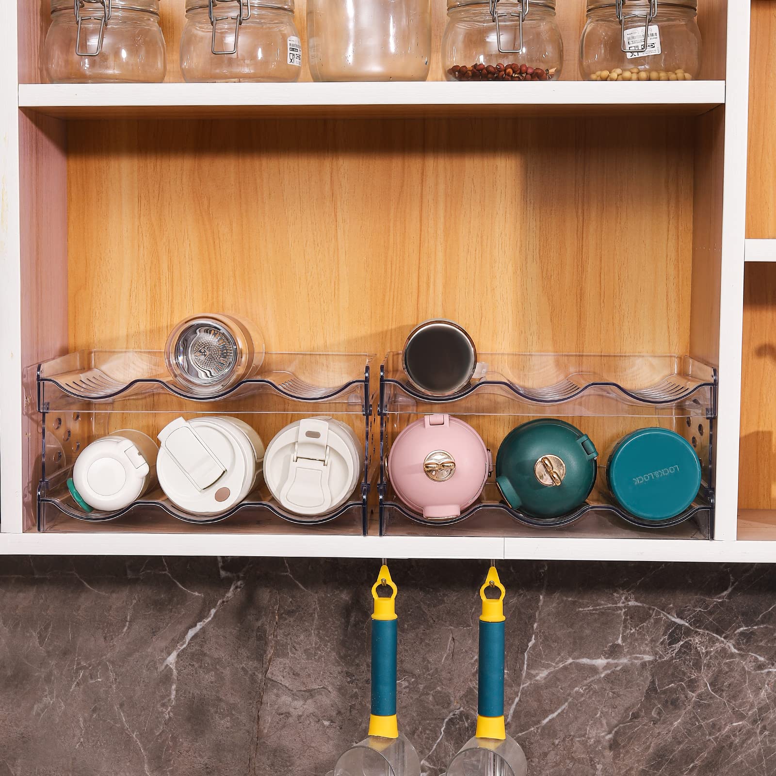Water Bottle Organizer for Cabinet,Stackable Bottle Holder Storage,Wine and Drink Organizer Stand for Pantry Organizer Kitchen Countertop,Refrigerator,Cabinet,Freezer