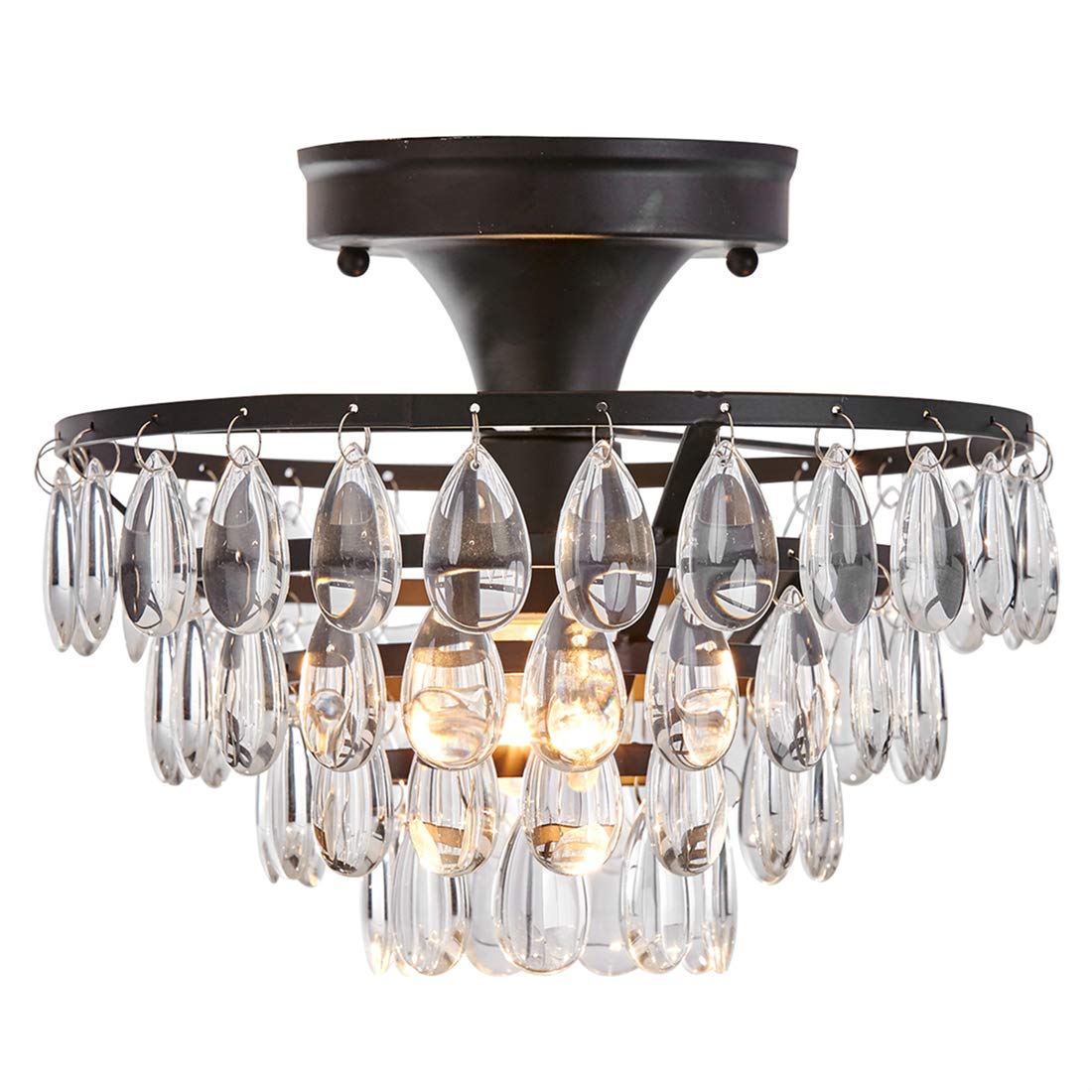 Tayanuc Black Semi Flush Mount Mini Ceiling Lighting Chandelier Fixture, Ceiling Light Fixture for Bathroom Bedroom Hallway Foyer Closet