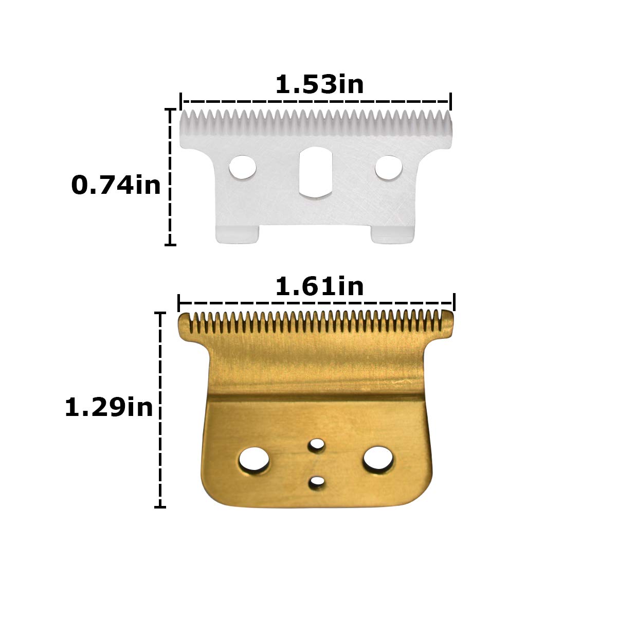 ZEROKIWI Professional T Outliner Replacement Blades Set #04521, Including 1 Carbon Steel Fixed Blade and 1 Ceramic Moving Cutter Blade, Compatible with T Outliner GTX Hair Trimmer(Gold)