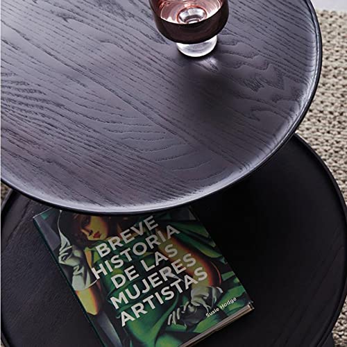Sofa Side Table Couch Table Round Wood Side Table with Rotatable Tabletop, 2 Tier Coffee End Table Nightstand for Living Room, Bedroom, Small Spaces, Modern Home Decor Bedside Table End Table Coffee