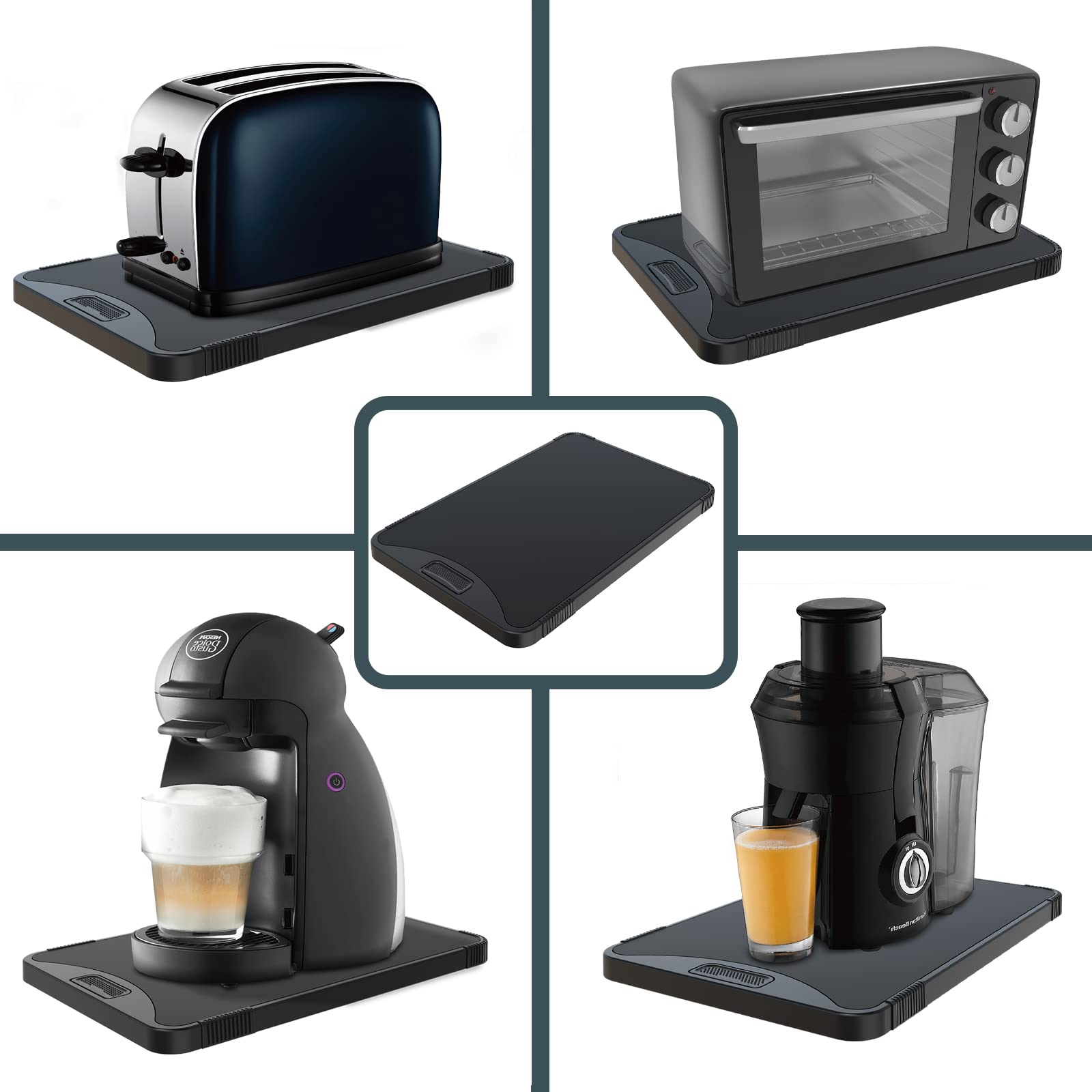 ZIZNBA Large Appliance Rolling Tray-Compatible with Single Serve Brewers, Coffee Makers, Stand Mixers, Blenders.