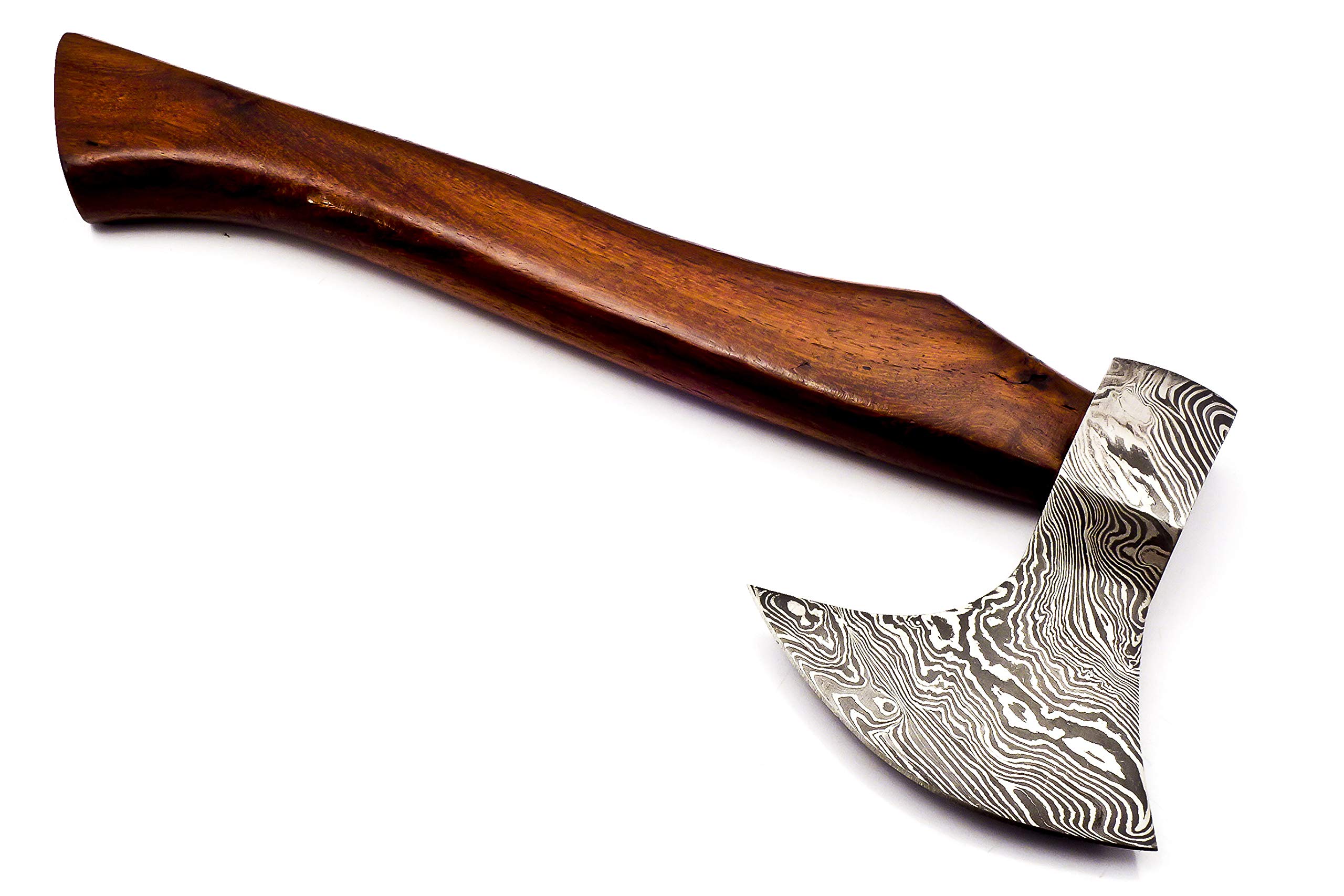 Skokie Knives Custom Damascus Steel Axes Hatchet Head Rose Wood Handle -Handmade Premium Quality Edge Fixed Blade – For Multipurpose–Ideal for Survival Hunting Camping Hiking Outdoor Every Day Carry