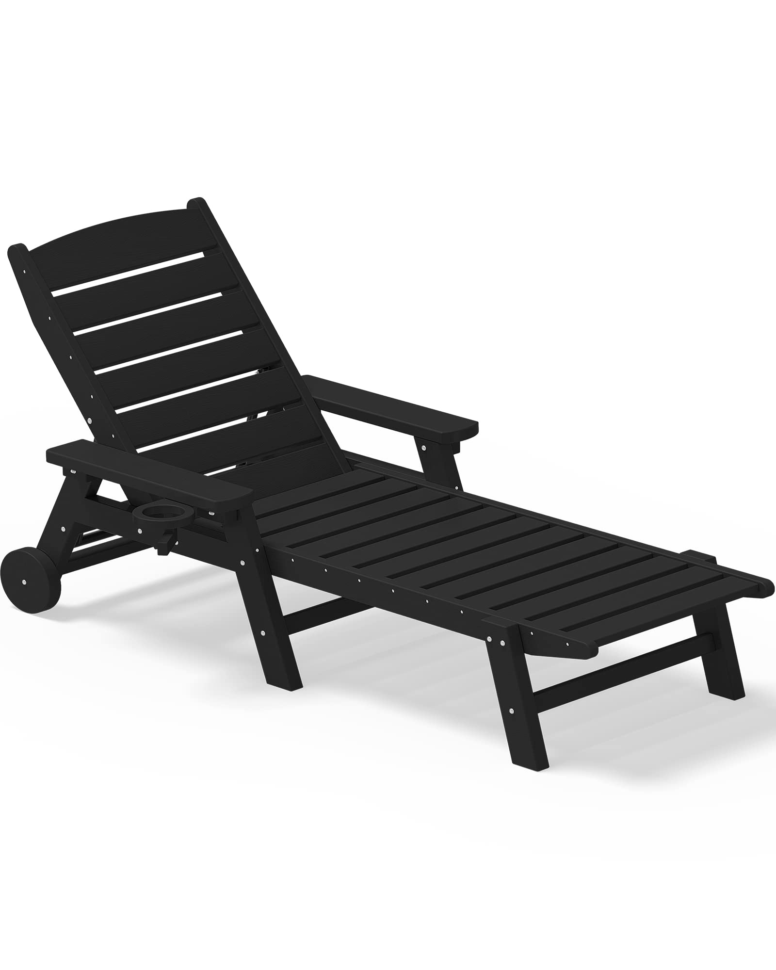 SERWALL Patio Lounge Chair for Pool, Black