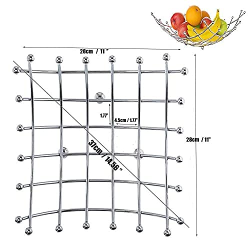YYTONG Fruit Basket, Fashion Creative Fruit Bowl for Kitchen Counter Used as Bread Basket, Vegetable Basket, Produce Basket, Durable Steel Fruit Stand Storage & Organizer (Silver)