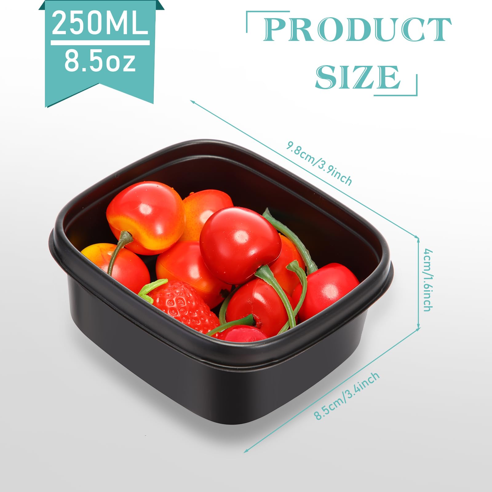 Roshtia 100 Pcs Food Storage Containers with Lids Plastic 1 Compartment Containers for Food Disposable Stackable Storage Lunch Boxes for Kitchen Microwave Safe (Black)