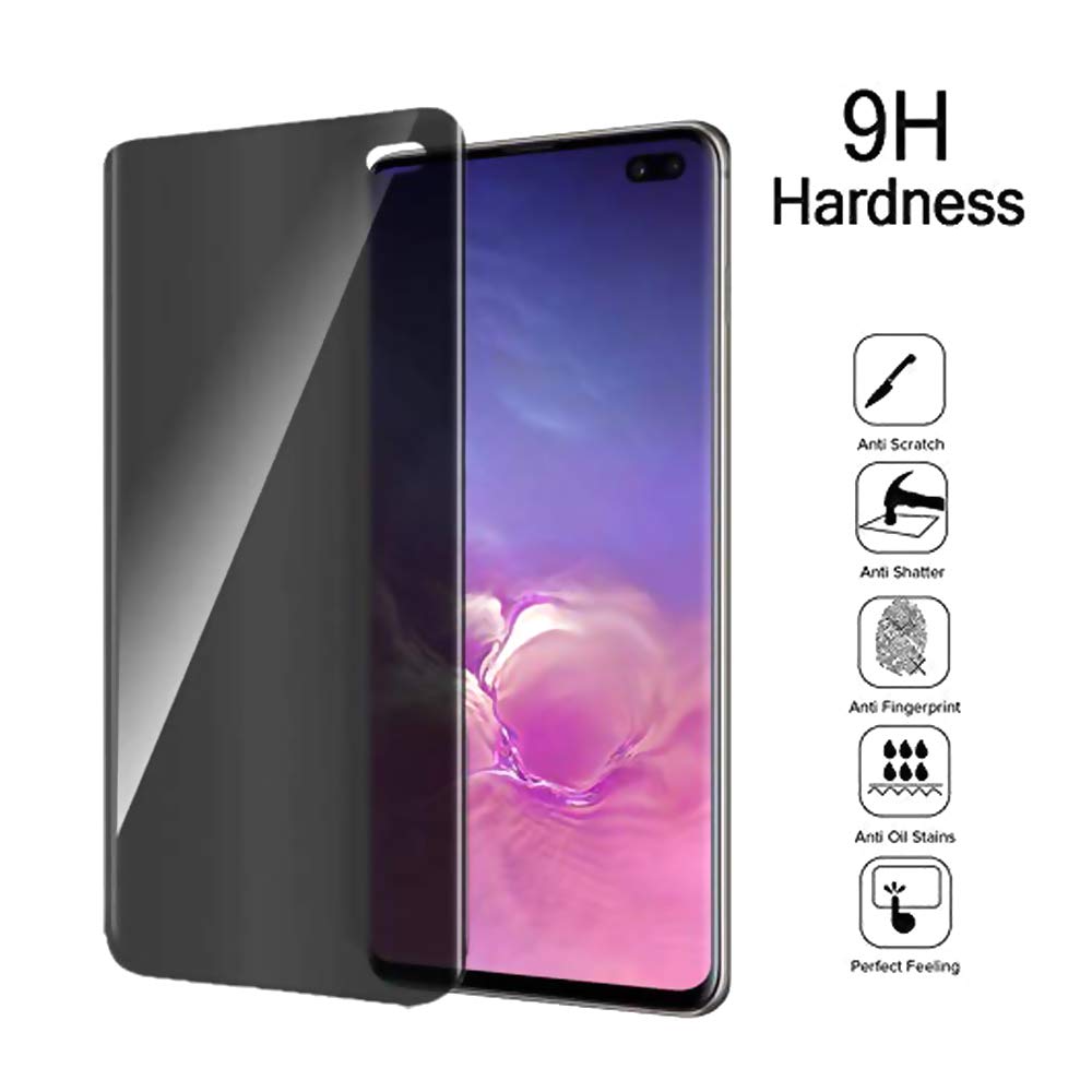 SURBUID Galaxy S10 Plus Privacy Screen Protector, Tempered Glass [Not for Galaxy S10] [Does Not Support Fingerprint Unlock] [Edge Glue] Case Friendly 3D Touch Screen Protector for Galaxy S10 Plus
