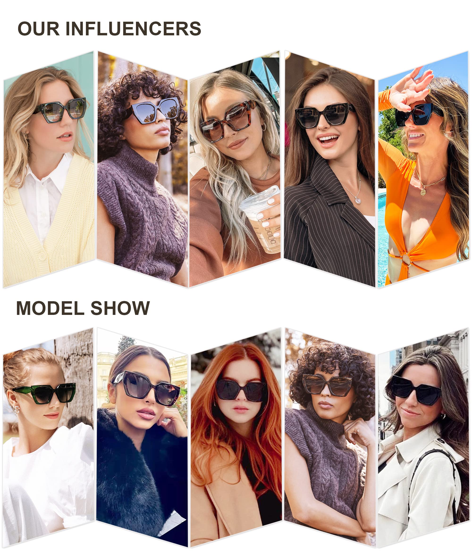 SOJOS Big Trendy Polarized Sunglasses Womens Oversized Cateye Sunnies Lentes De Sol Para Mujer SJ2205, Creamy White/Gradient Brown
