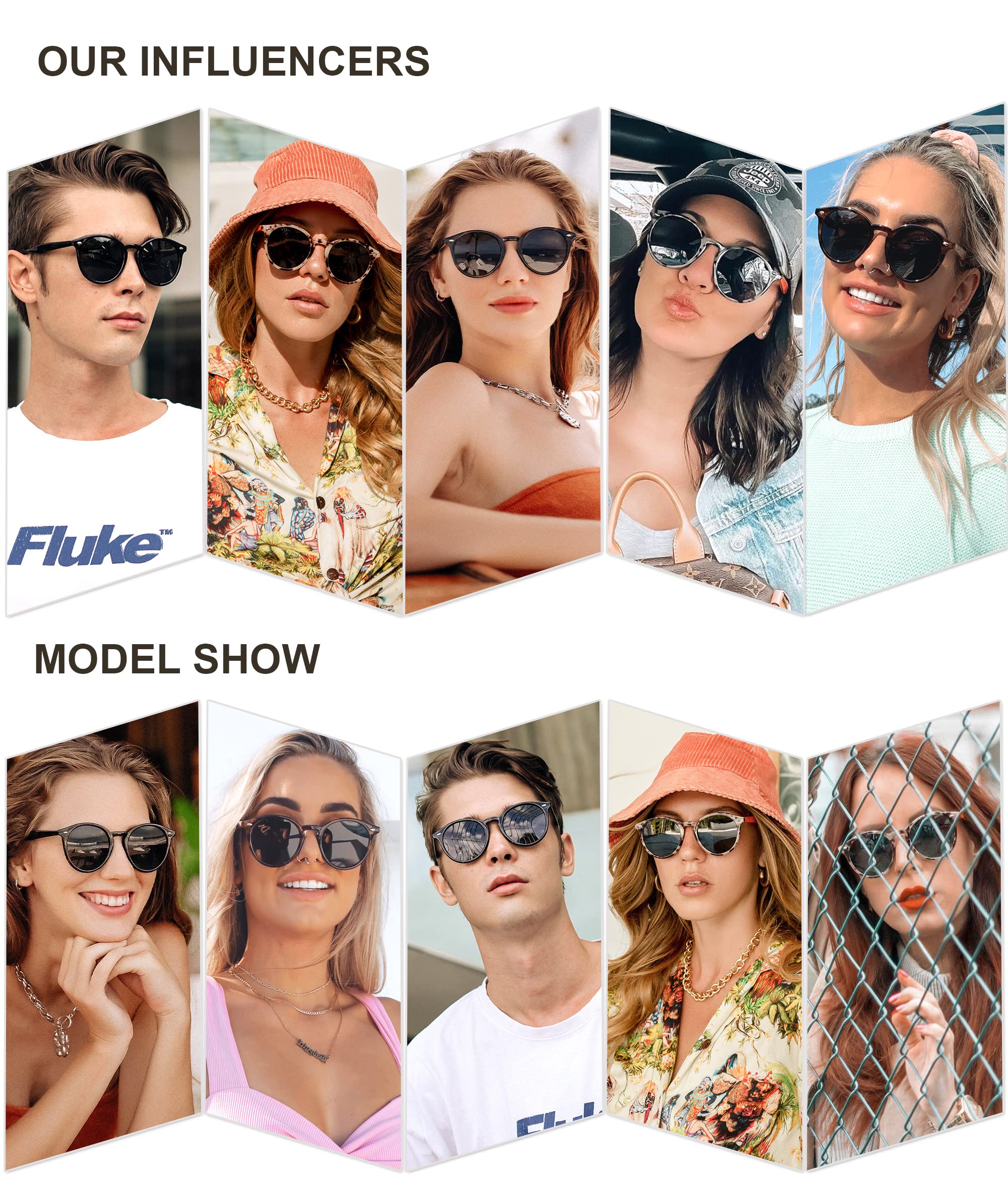SOJOS Retro Round Polarized Sunglasses for Women Men Classic Vintage Sunnies SJ2069, Black/Grey