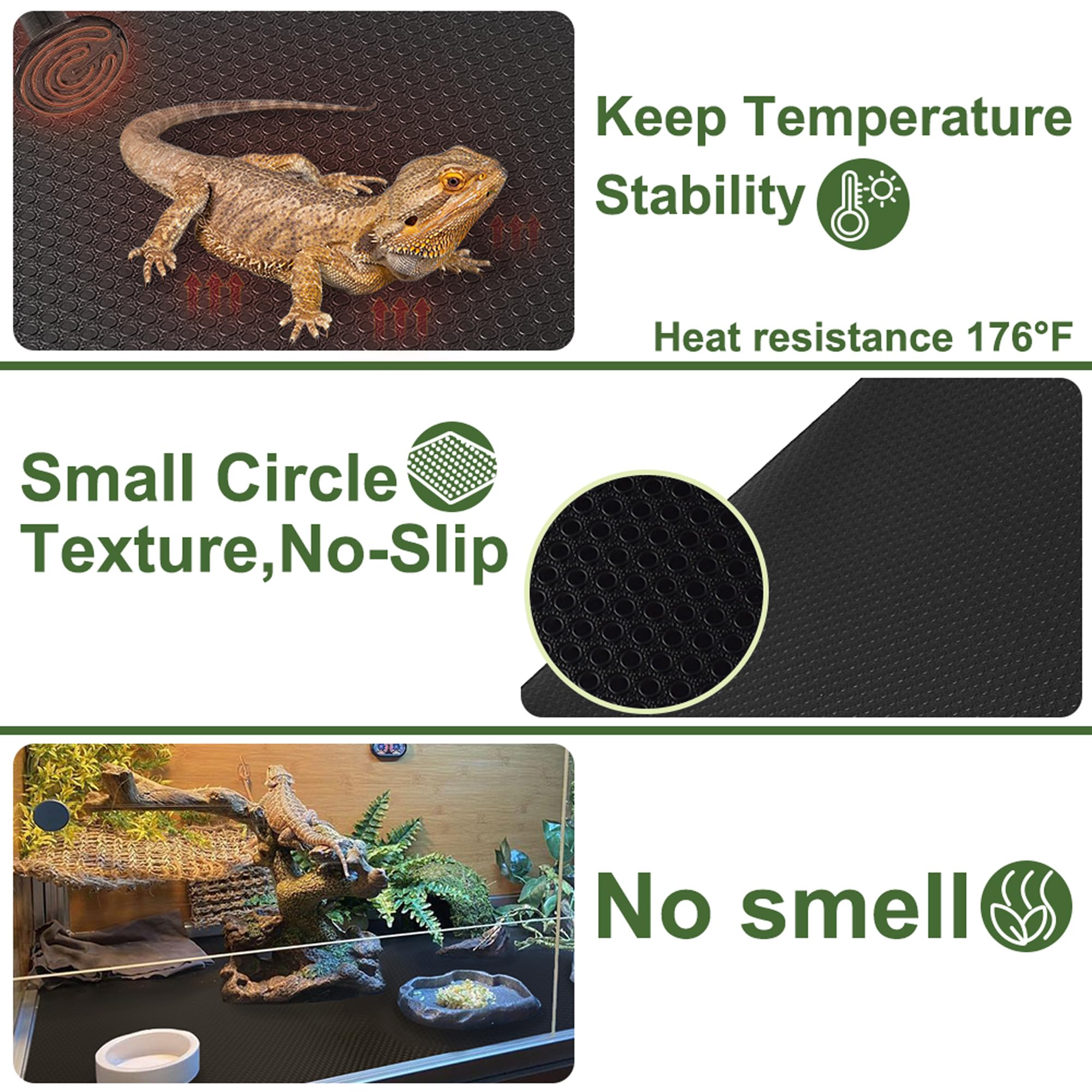 TCYPUHL Reptile Carpet, Reptile Mat, Bearded Dragon, Leopard Gecko Substrate,Bearded Dragon Tank Flooring, Snake,Tortoise Bedding, Bearded Dragon Tank Accessories (18"X 79", 1 PCS Thicker Mat)