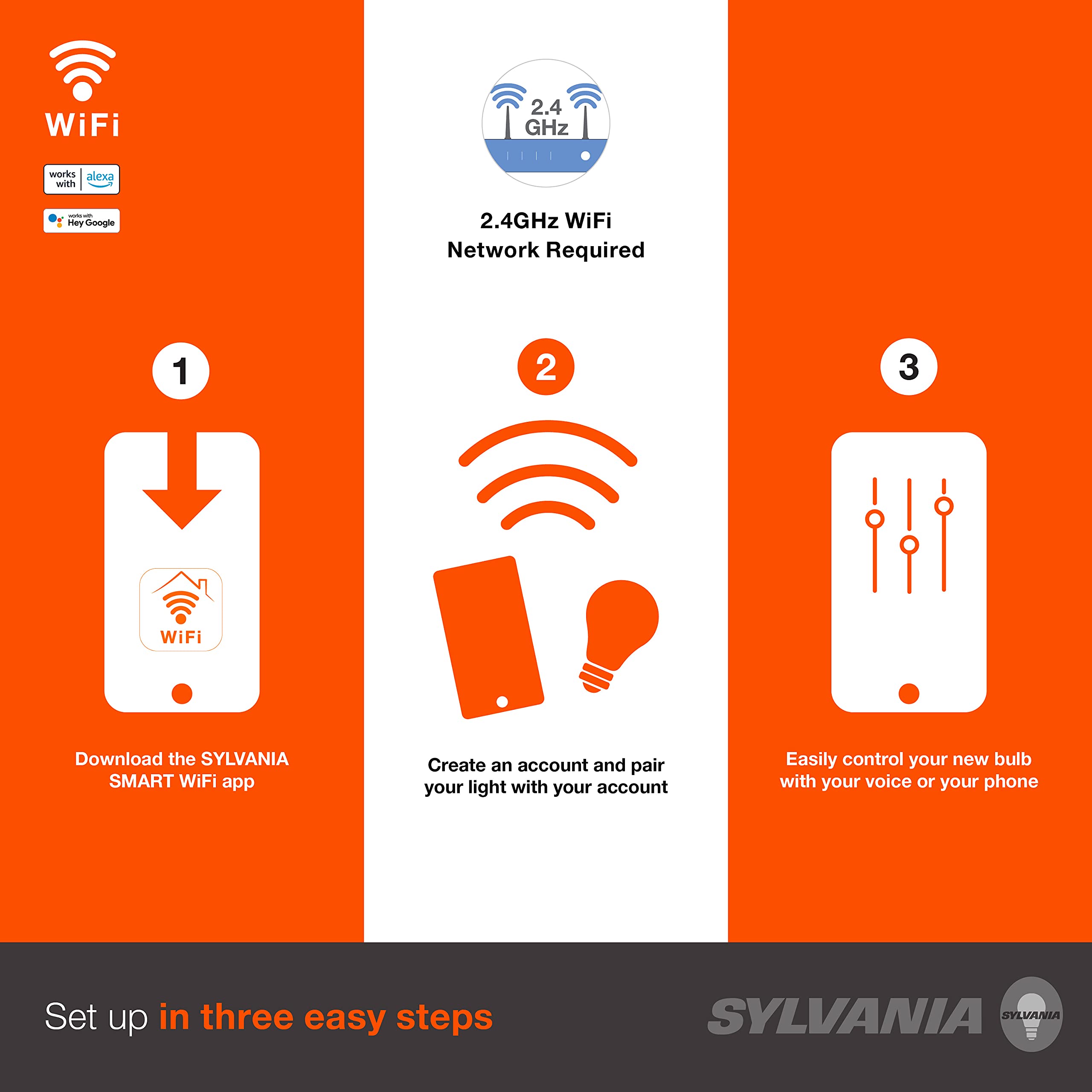 SYLVANIA Wifi LED Smart Light Bulb, 60W Equivalent Dimmable Soft White A19, Compatible with Alexa and Google Home Only - 4 Pack (75672)
