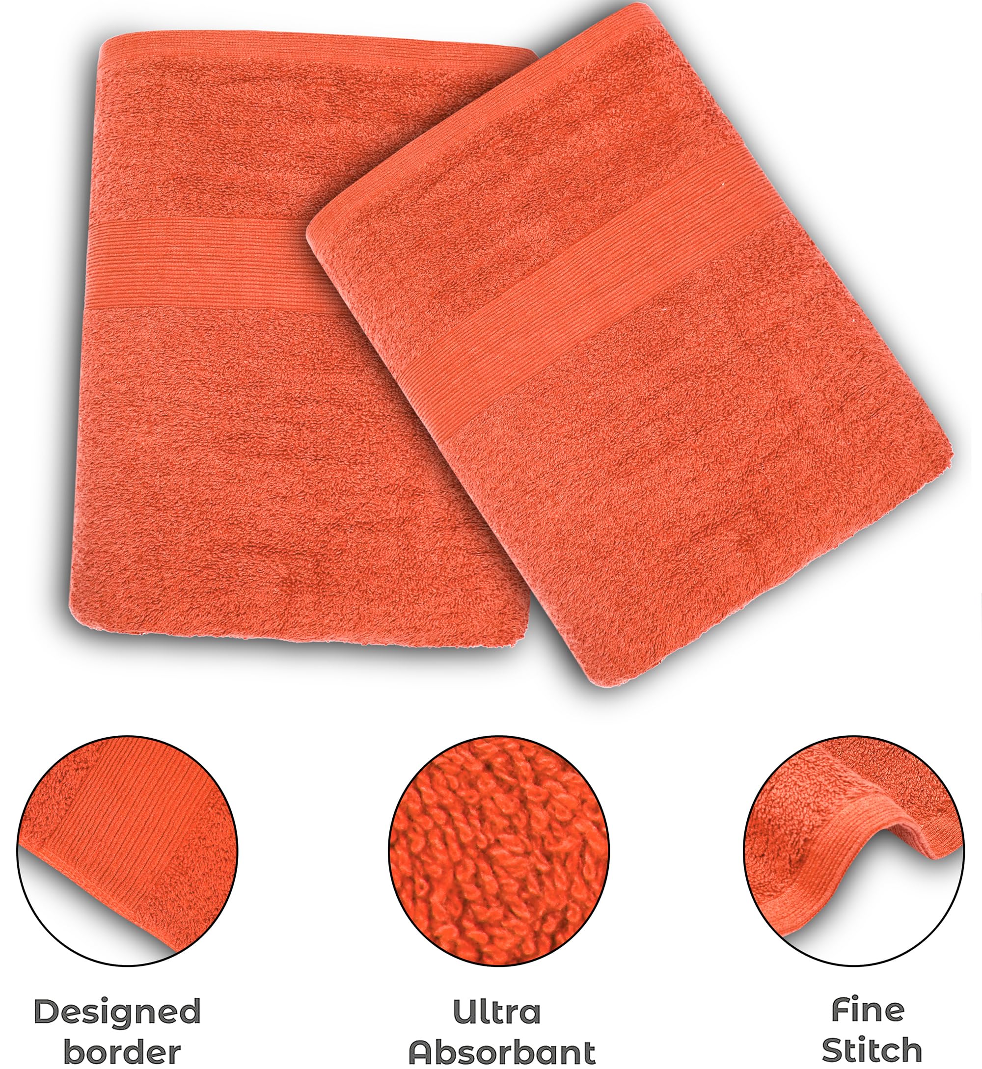 Softolle 100% Cotton Luxury Bath Towels -Towels for Bathroom - Set of 4 Bath Towel (27β x 54β)- Eco-Friendly, Super Soft, Highly Absorbent Bath Towel - Oeko-Tex Certified (Grey) (Coral)