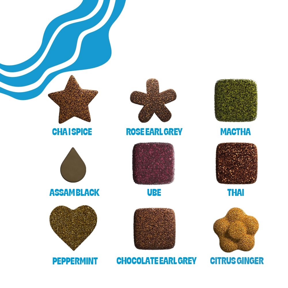 Tea Drops Gift Set - 9 Organic Loose Leaf Tea Samplers (Chai, Earl Grey, Citrus, Ginger, Rose, Matcha, Peppermint, Ube, Assam Thai)