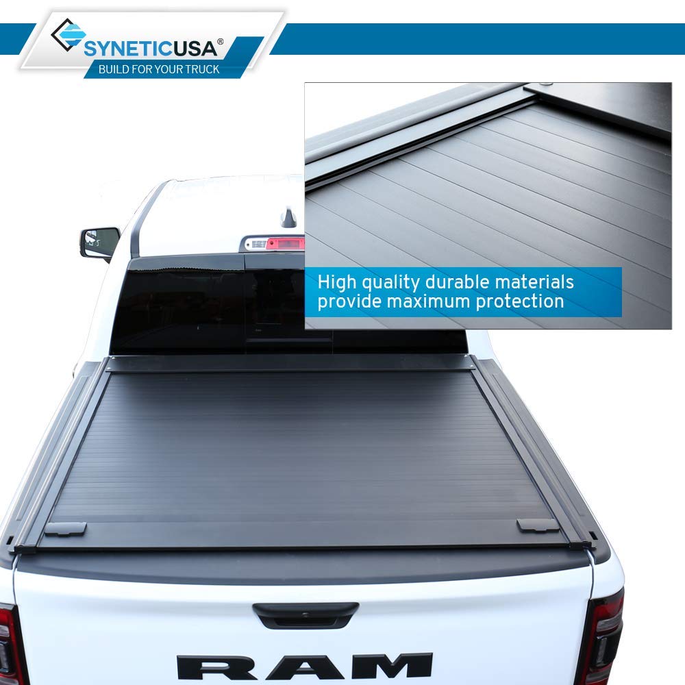 Syneticusa Retractable Tonneau Cover Fits 2019-2024 Ford Ranger 5' (61β) Truck Bed Matte Black Aluminum Low Profile Waterproof