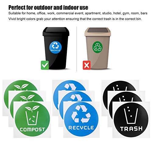 Round red bin Stickers for 13×12×2 60pcs Set Round Recycle Trash Compost Sticker Decal for Trash Garbage containers Recycle Bins