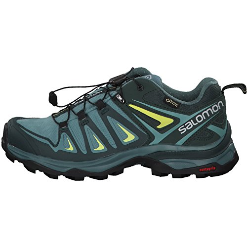 Salomon X Ultra 3 Gore-TEX Hiking Shoes for Women, Artic/Darkest Spruce/Sunny Lime, 9