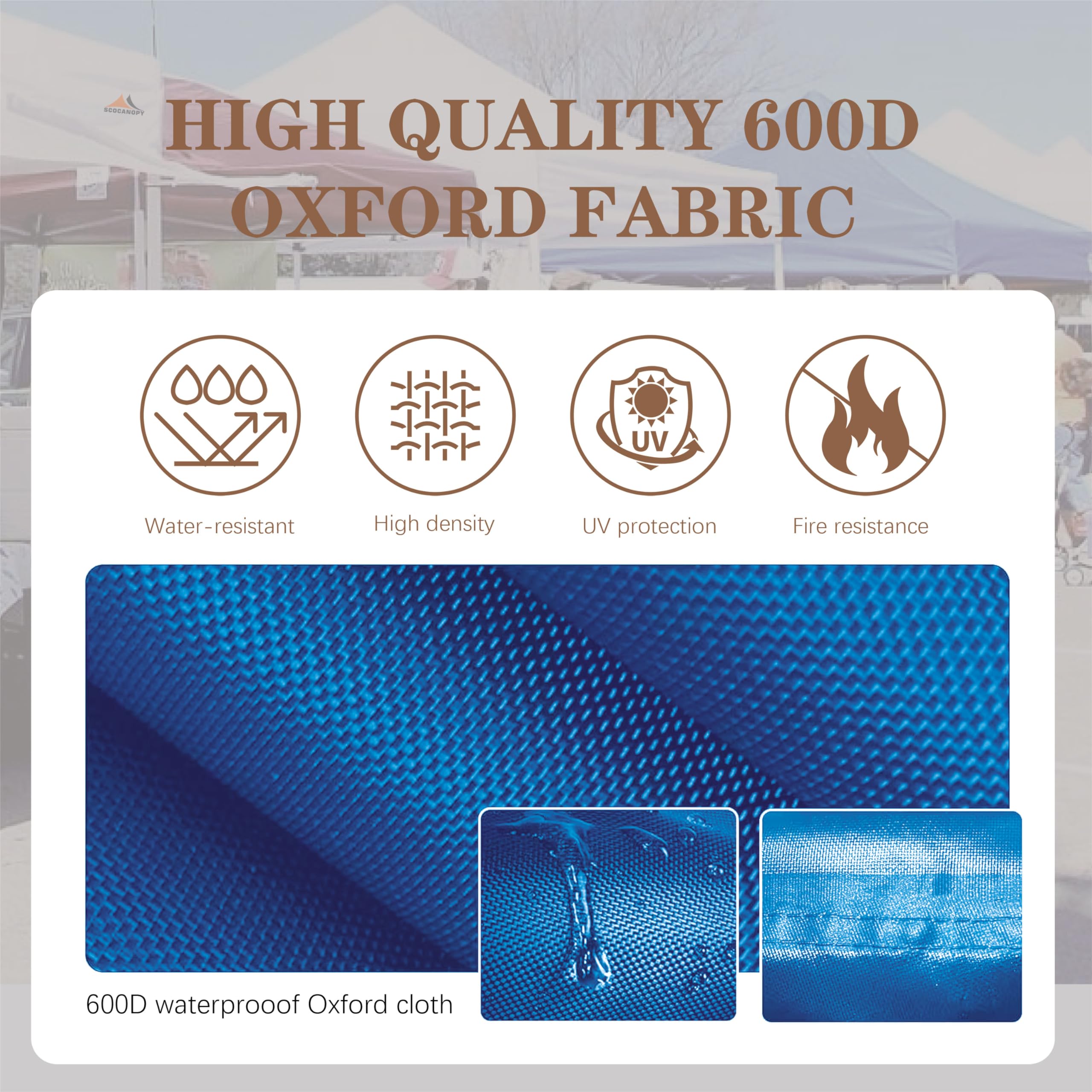 SCOCANOPY 10x10 Canopy Replacement Top,Canopy Cover ONLY,Bonus 4 Pack Weight, (Blue)