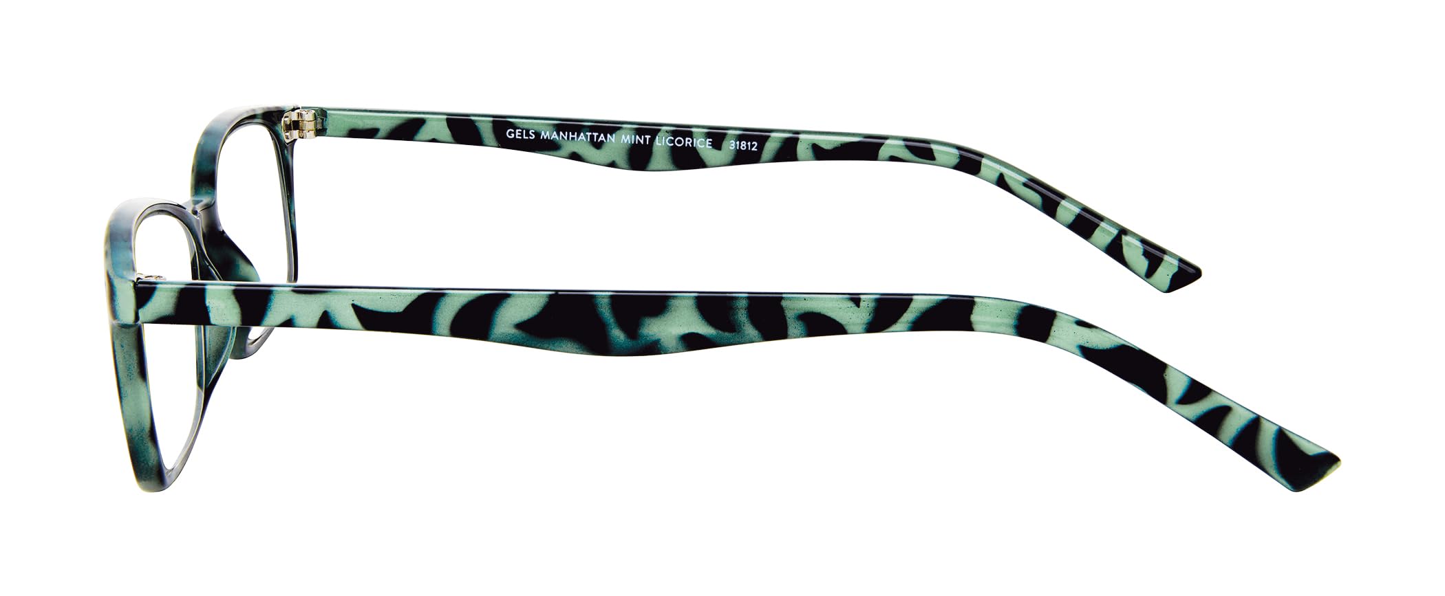 Scojo New York Gels Manhattan Reading Glasses, Handmade Scratch Resistant Readers for Women and Men, Mint Licorice - 3.00x