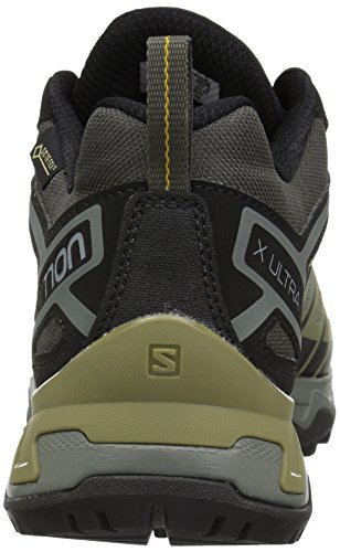 Salomon X Ultra 3 Gore-TEX Hiking Shoes for Men, Castor Gray/Beluga/Green Sulphur, 10.5