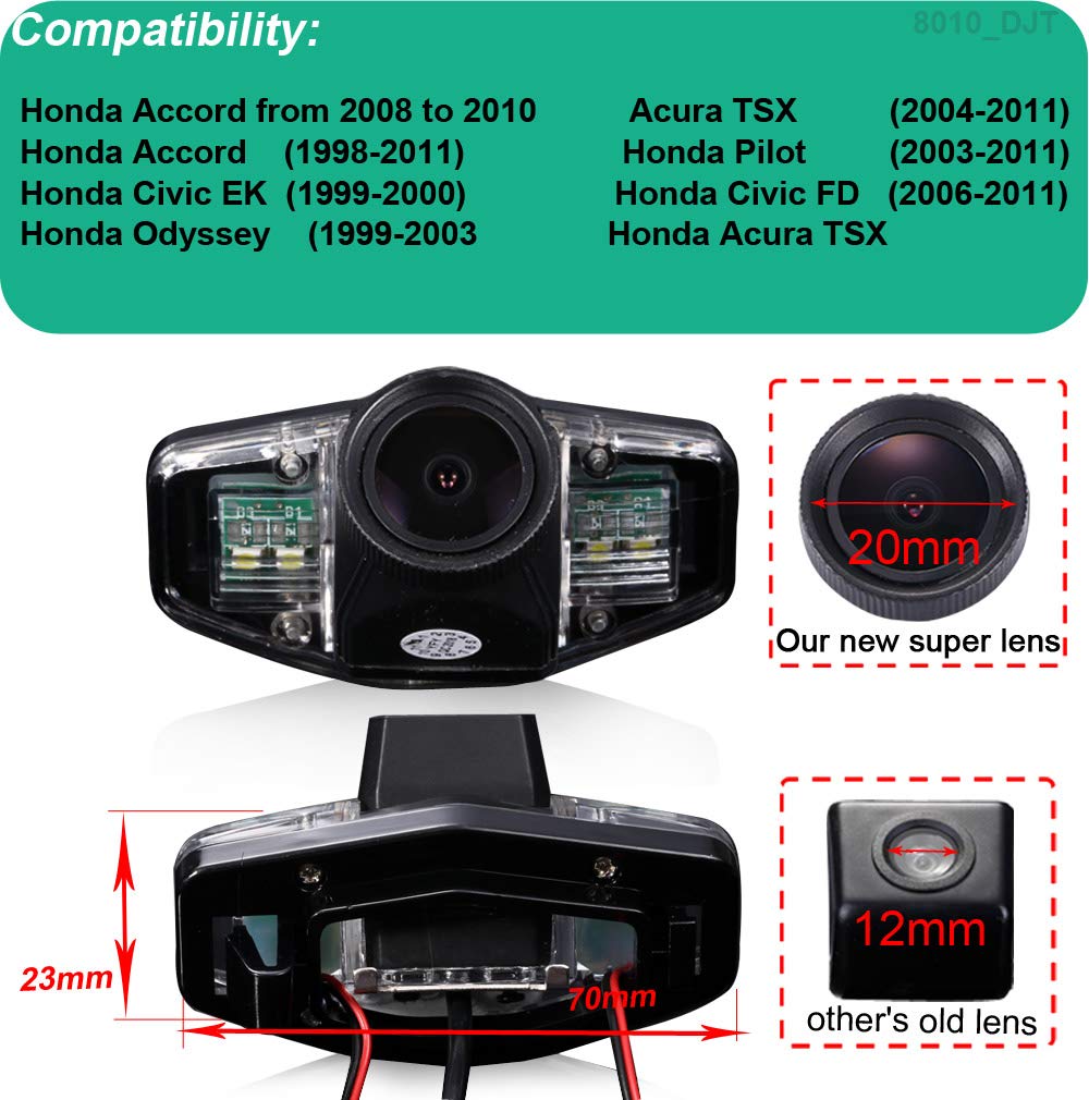 Super HD CCD Sensor Vehicle 20mm 170 Wide Angle Night Vision Rear View IP68 Reverse Backup Camera for Honda Accord/Acura TSX/Pilot/Civic EK/Civic FD/Odyssey