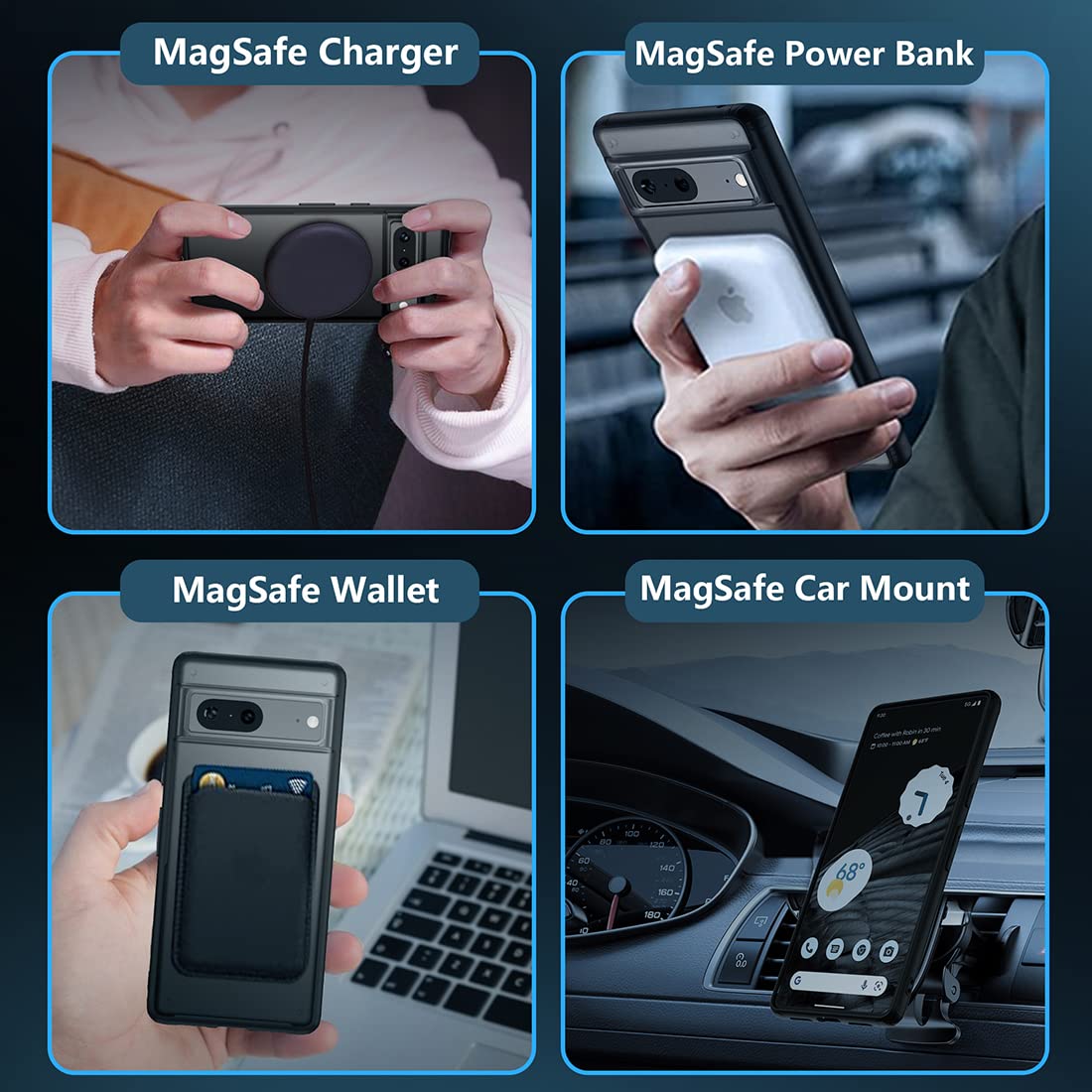 TIANNIUKE Magnetic Case for Google Pixel 7, Translucent Matte Anti-Fingerprint,Compatible with MagSafe,Slim Fit Shockproof Protective Phone Case for Pixel 7 Case (2022) -Black