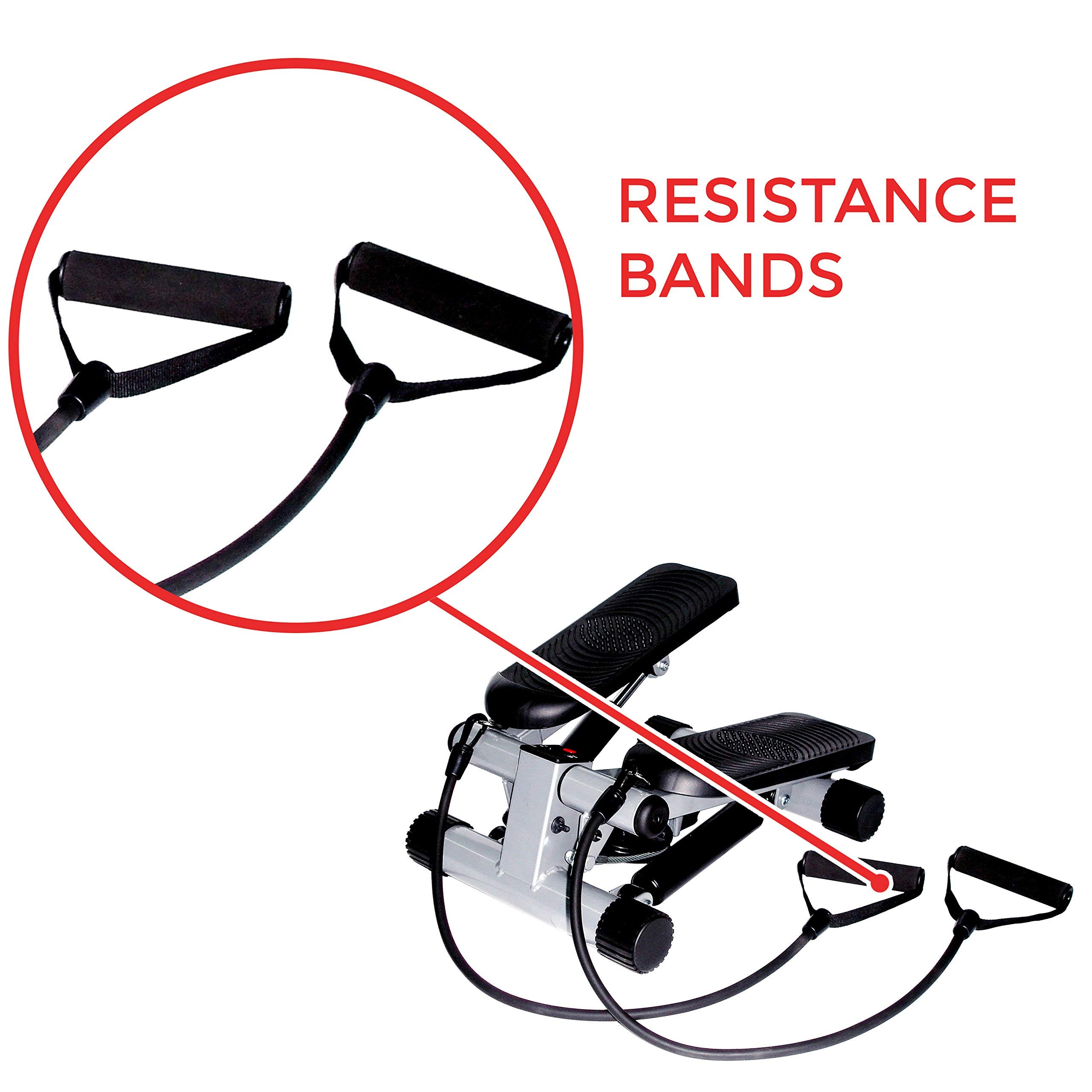 Sunny Health & Fitness Mini Stepper with Resistance Bands (Renewed)