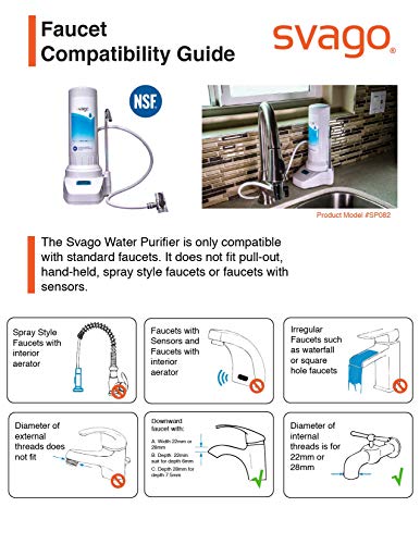 SVAGO Kitchen Countertop Drinking Water Faucet NSF Certified 42/53 Filter Purifier with Faucet-Mount (SP028)