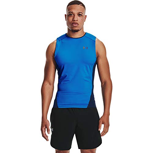 Under Armour Heatgear Rush 2.0 Compression Sleeveless T-shirt, Blue Circuit (436)/Black, Large