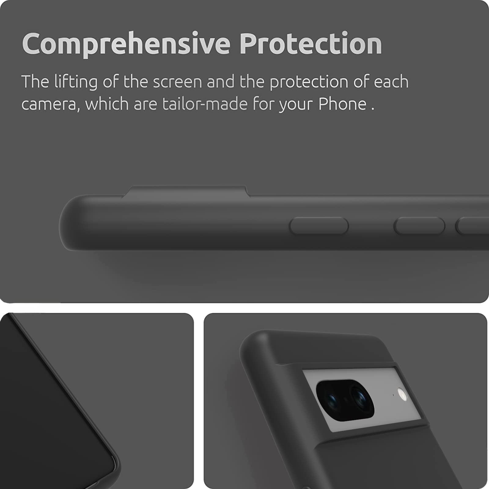 Weycolor for Google Pixel 7 Case,Tempered Glass Screen Protector [2 Pack], Slim Soft Anti-Scratch Microfiber Lining Full-Body Protective Phone Case for Google Pixel 7 （Black）