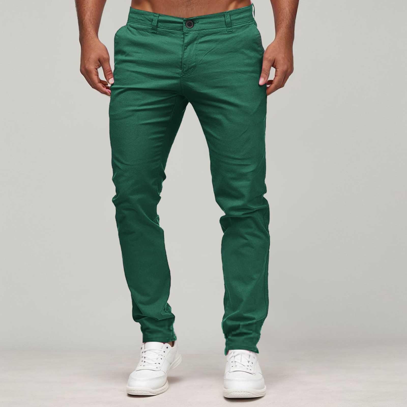 Tech Pants Men Mens Pants Casual Relaxed Fit, Mens Lightweight Hiking Pants Solid Joggers for Running Workout Casual Combat Pants Men Green