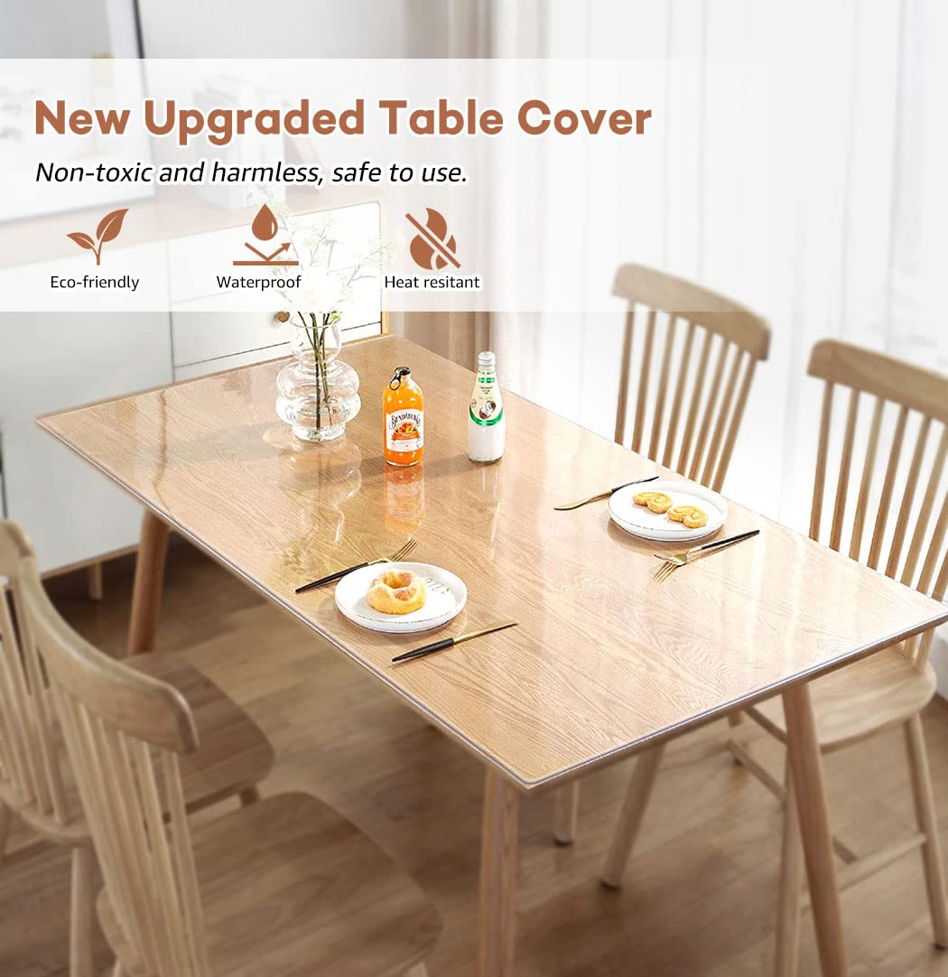 RostiKong 20 x 60 Inch Clear Plastic Dining Room Table Protector PVC Tablecloth Office Desk Blotter Pad Mat Table Top Protection Cover for 5ft Wooden Furniture Coffee End Side Dinner Bar Kitchen Table