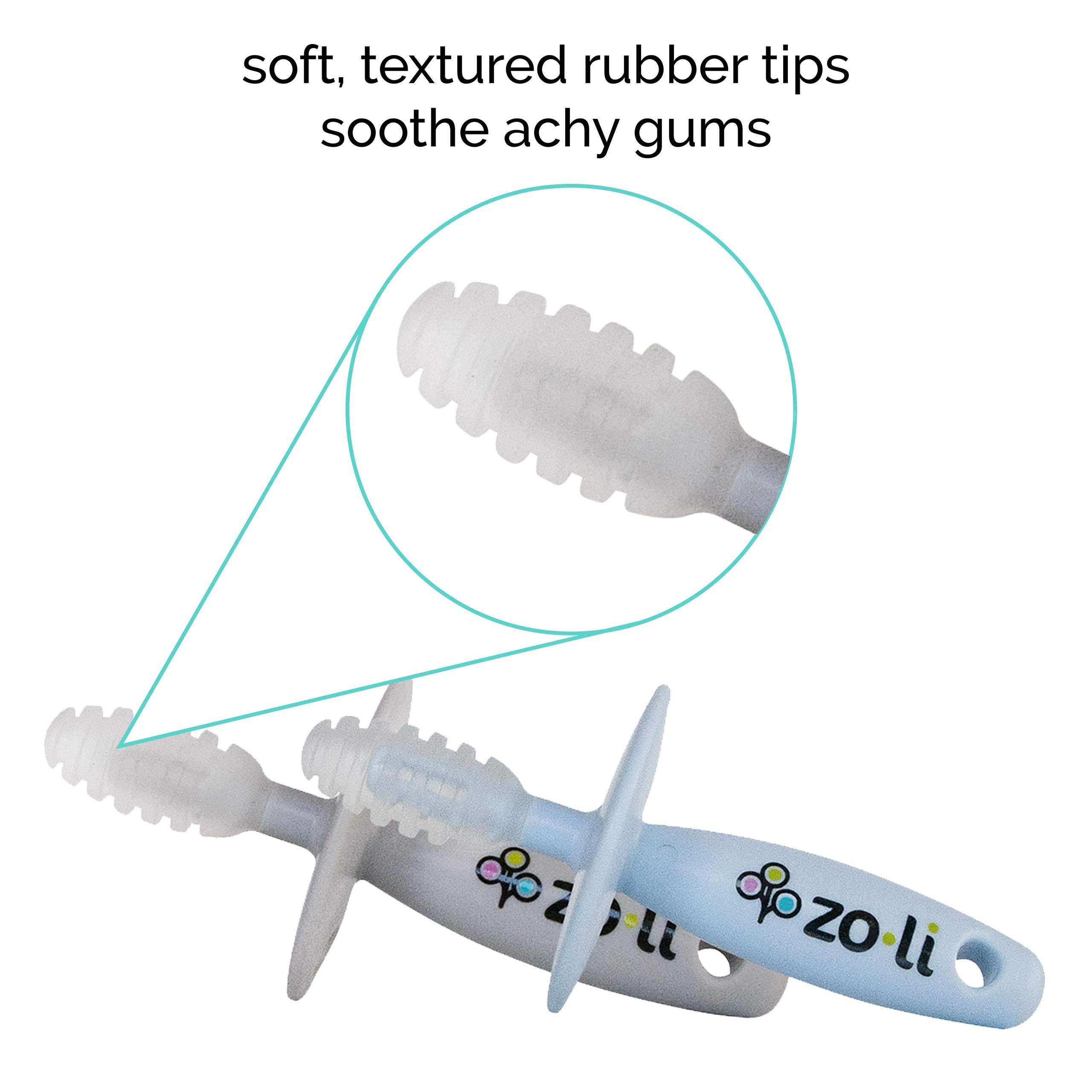 ZoLi Chubby Gummy teether | 2 Pack Baby Teething Relief - Blue/Grey, BPA Free Teething Stick
