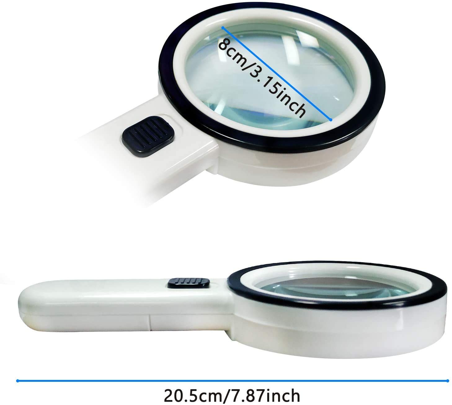 VOLANTEXRC Magnifying Glass with Light, Handheld Magnifying Glass 30X 12 LED Lighted Magnifier Illuminated Magnifying Glass for Low Vision Seniors Reading, Soldering, Inspection, RC Plane Instructions