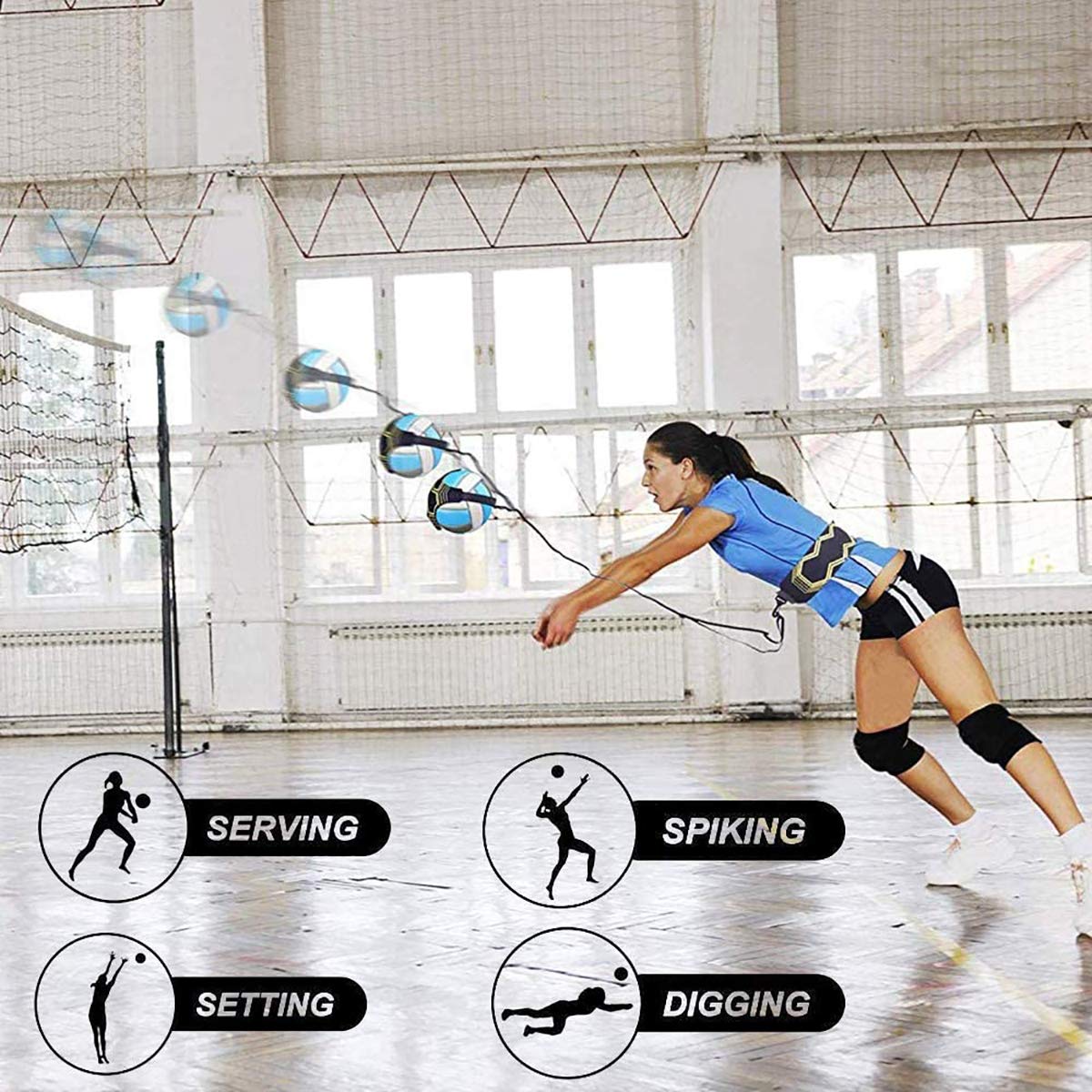 Volleyball Training Equipment Aid, Solo Soccer Trainer, Solo Practice Trainer for Serving, Setting, Spiking and Arm Swing, Returns Ball After Every Swing for Beginners & Pro