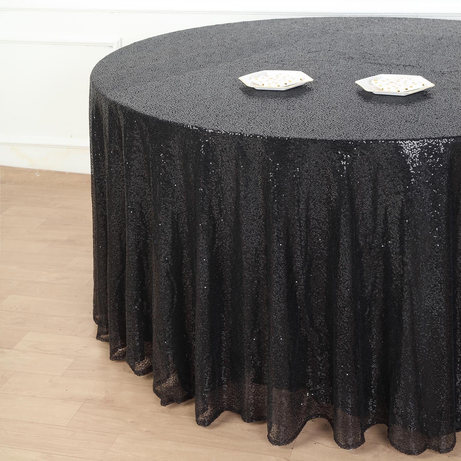Tableclothsfactory 132" Wholesale Premium Table Cover Sparkly Sequin Round Tablecloth for Wedding Banquet Party Home Decor - Royal Blue