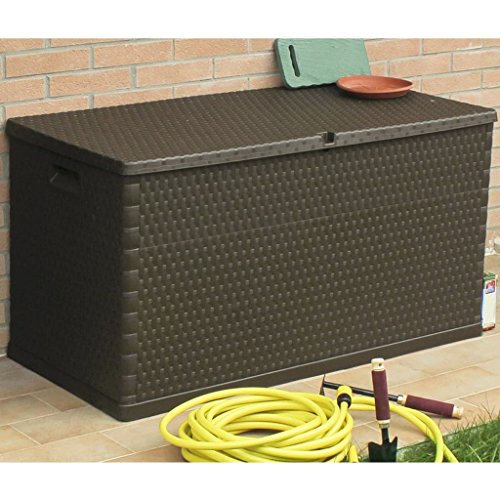 Unfade Memory Outdoor Storage Trunk Garden Storage Box Waterproof Large Deck Boxes for Patio Cushions and Gardening Tools 47.2"x22"x24.8" (Brown)