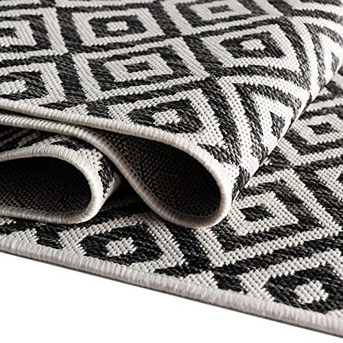 Unique Loom Outdoor Collection Area Rug - Costa Rica (7' 1' x 10' Rectangle, Charcoal Gray/ Ivory)