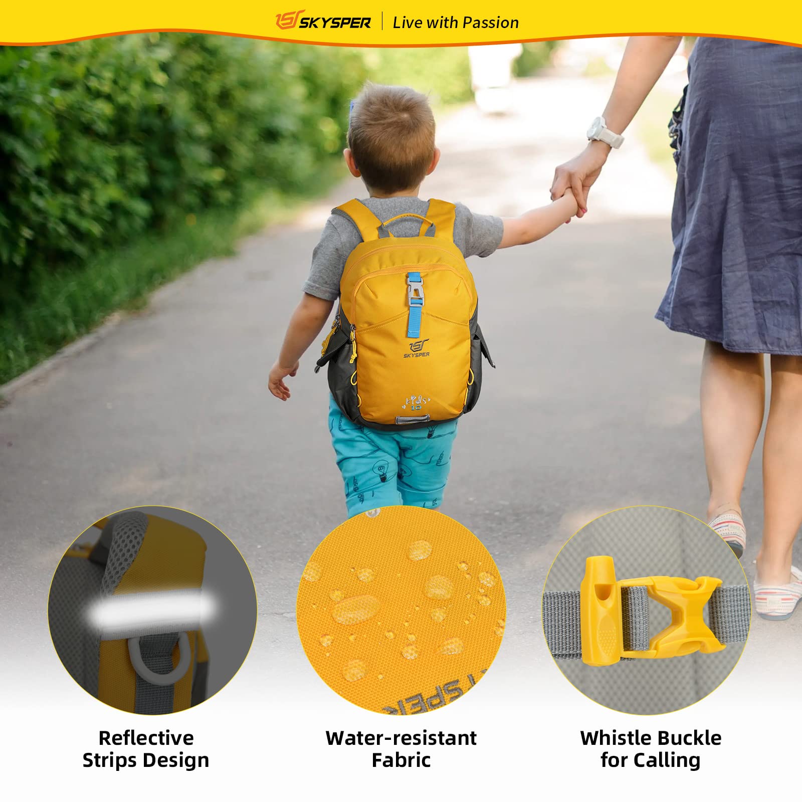 SKYSPER Kids Backpack 10L Toddler Backpack Travel Daypack for Preschool and Kindergarten(Yellow)