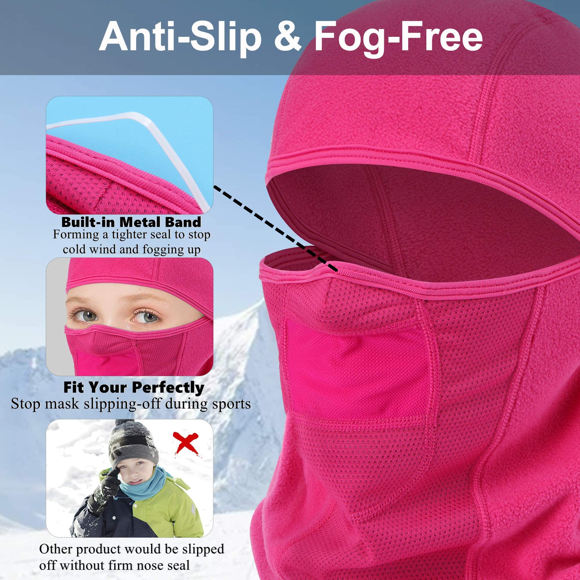 Vorshape Kids Balaclava Windproof Ski Face Warmer Neck Warmer for Cold Weather, Black