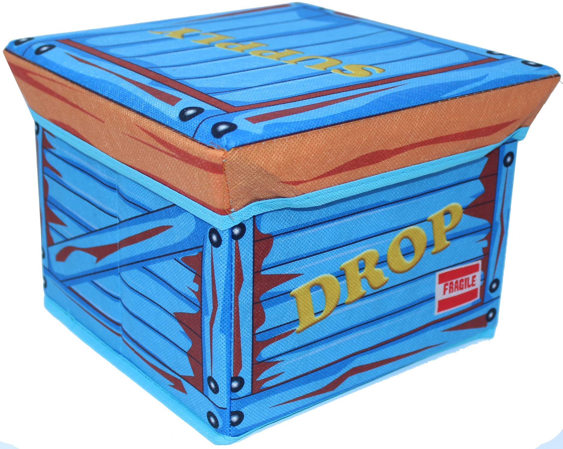 Skywin Fabric LootBox Small - 10”x10”x10” Stackable and Foldable Supply Box - Durable Box for Gamers, Fun Bright Colors