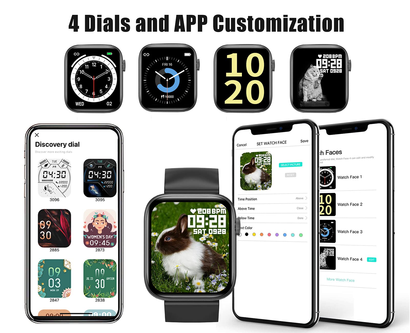 Smart Watch for Women(Answer/Make Call), 1.7'' Smart Watch for Android and iOS Phones Compatible with Text and Call Heart Rate, Sleep, Blood Oxygen, Step Counter Pink