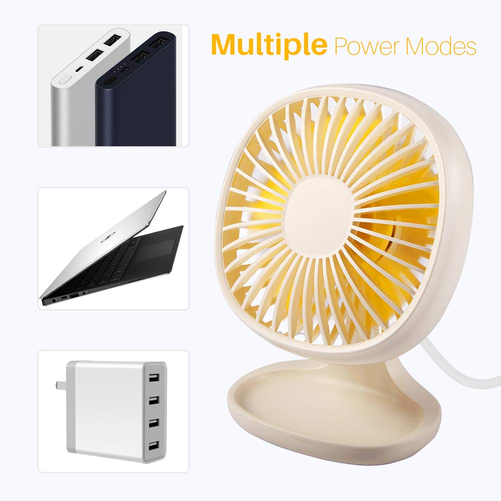 TekHome Small Desk fan, Personal Mini USB Fan,Office Desktop Fan,Quiet Fan for Home Bedroom,4 Inch, White.