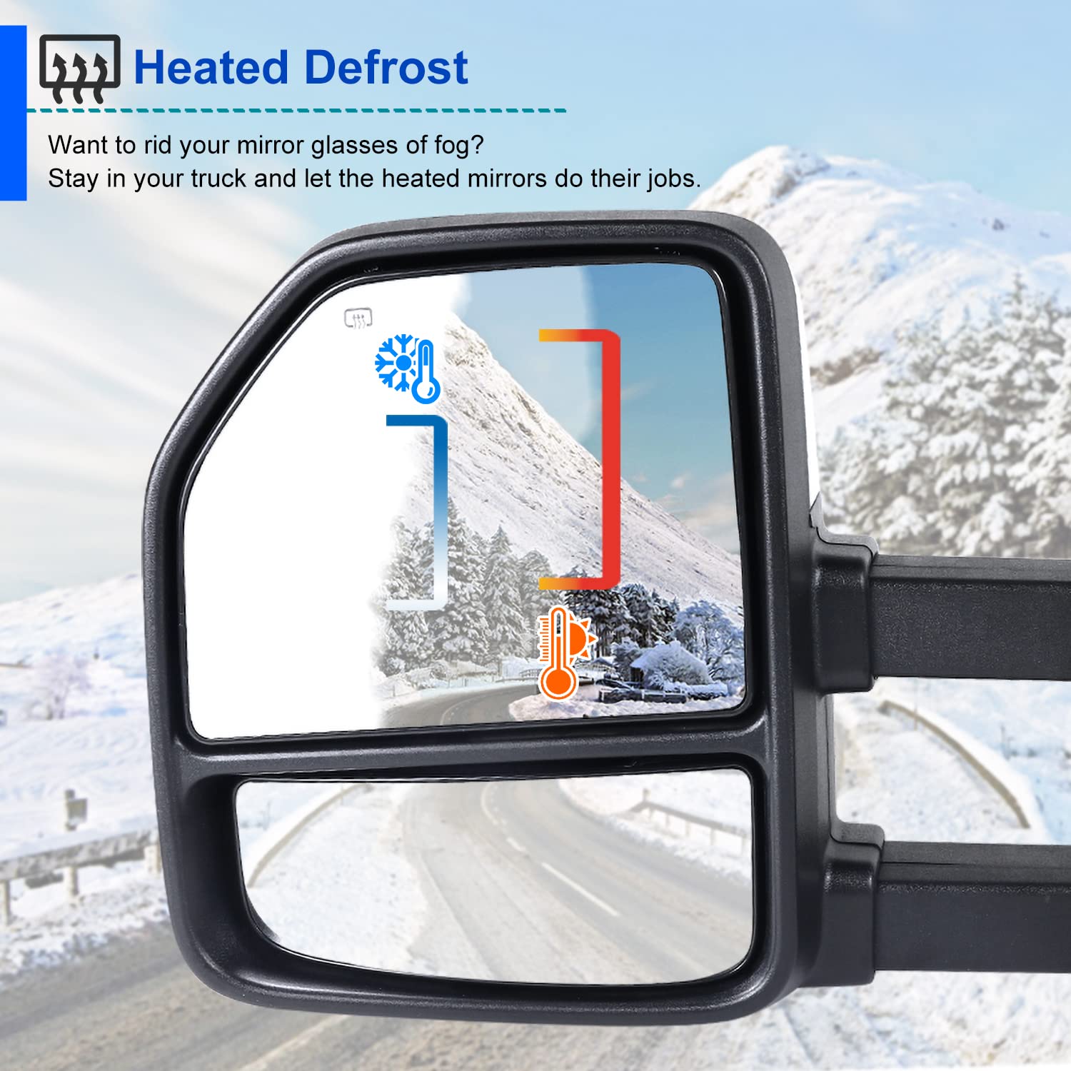 Spec-D Tuning Chrome Telescopic Towing Mirror Clear Signal Power Heated Compatible with Ford F250 Super Duty 1999-2016