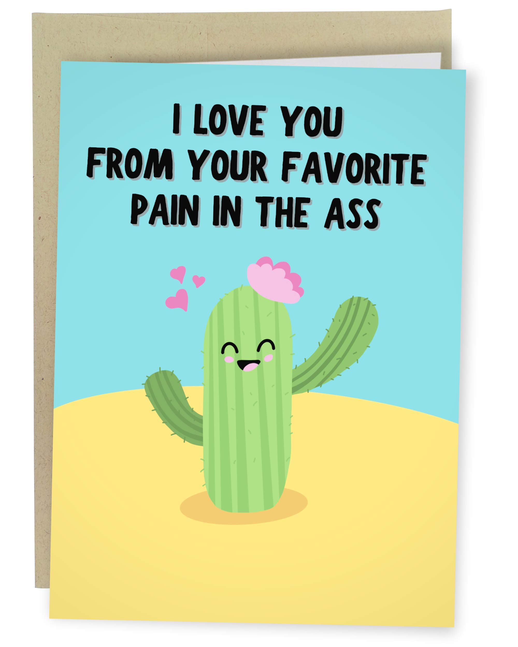 Sleazy Greetings Funny Mothers Day Card | Cute Happy Birthday Card For Mom Dad From Daughter Son | Adult Dirty Humorous Motherās Day or Father's Day Appreciation Card | Favorite Pain Cactus Card