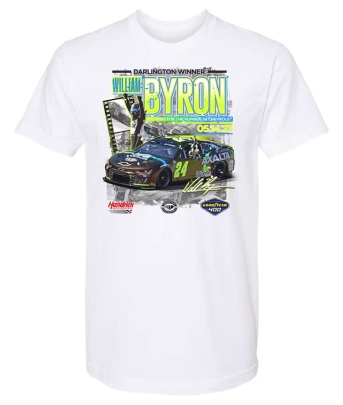 William Byron #24 NASCAR 2023 Goodyear 400 at Darlington Winner 5.14.2023 Win T-Shirt (as1, Alpha, x_l, Regular, Regular) White