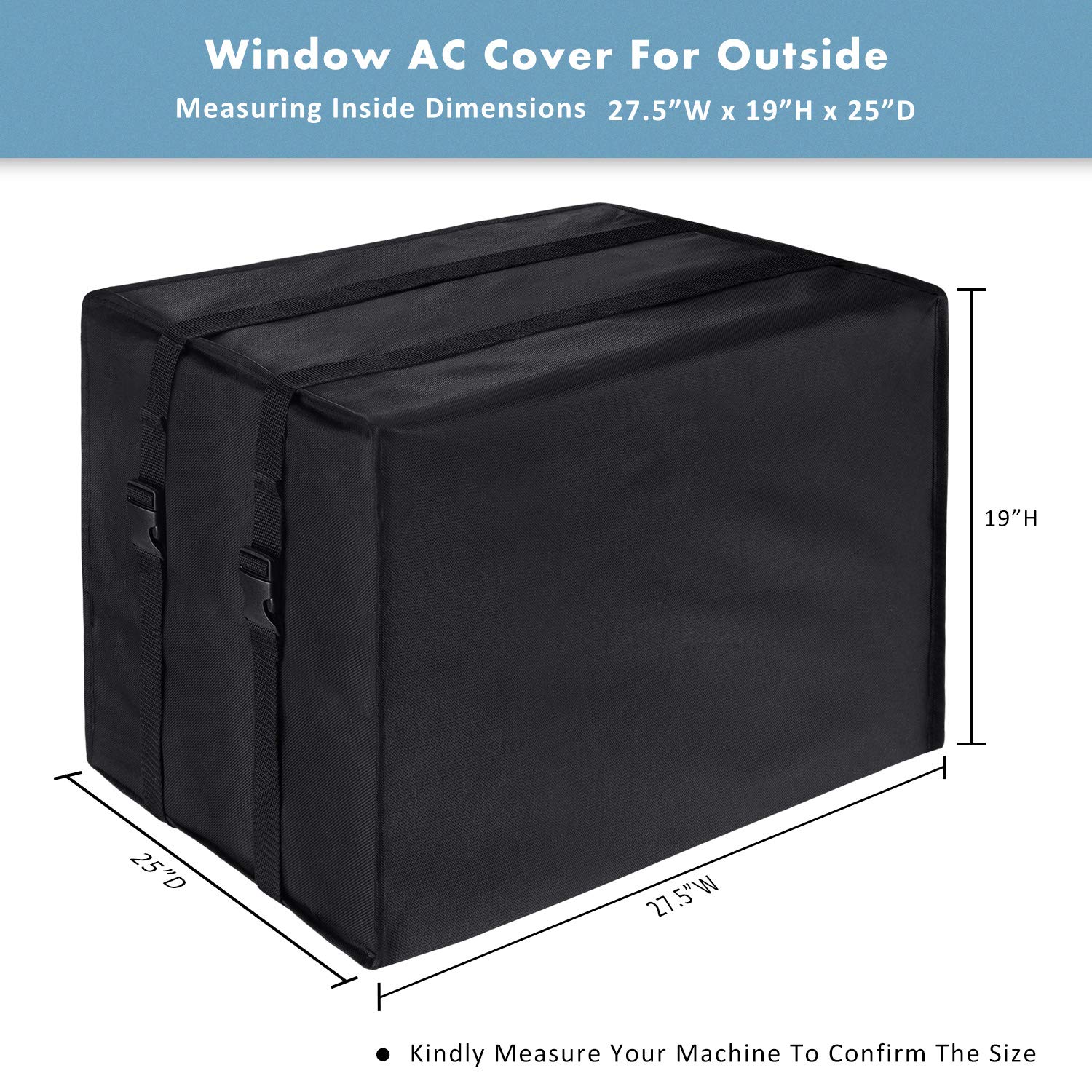 UNUN Window Air Conditioner Cover Outdoor ,AC Unit Covers for Outside Fits up tp 27.5W x 19H x 25D inches
