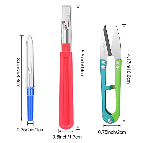 Tailors Chalk, Seam Ripper and Thread Remover Kit, 10PCS Sewing Fabric Markers Chalk, 4PCS Sewing Stitch Thread Unpicker and 1PCS Sewing Trimming Scissor Nipper Tool
