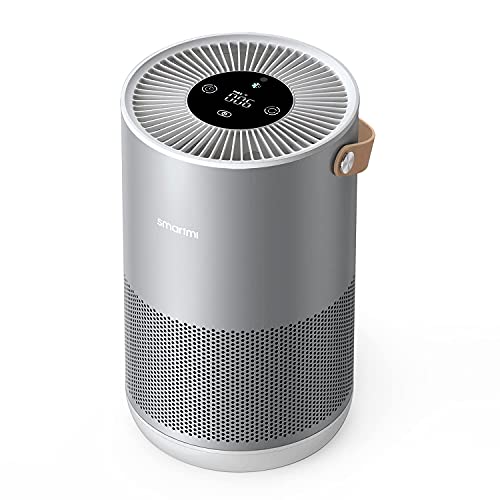 smartmi Air Purifiers for Home, Works with HomeKit Alexa, Smart Air Purifier with Handle, Auto Mode, 19db, 0.08 µm Particles Captured, P1 Silver